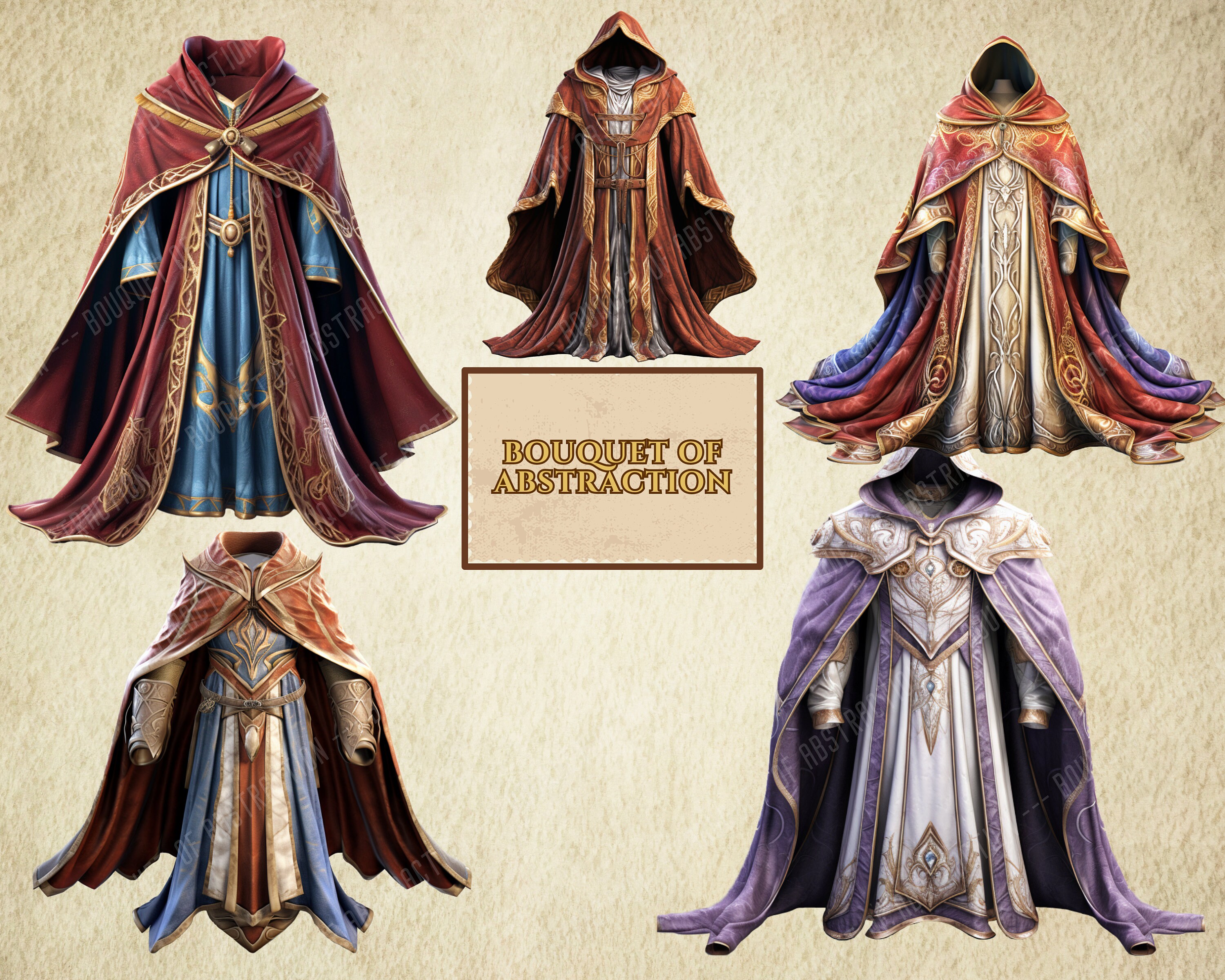 Wizard Robes Magic Robes Bundle of 12 Clip Art, High Resolution ...