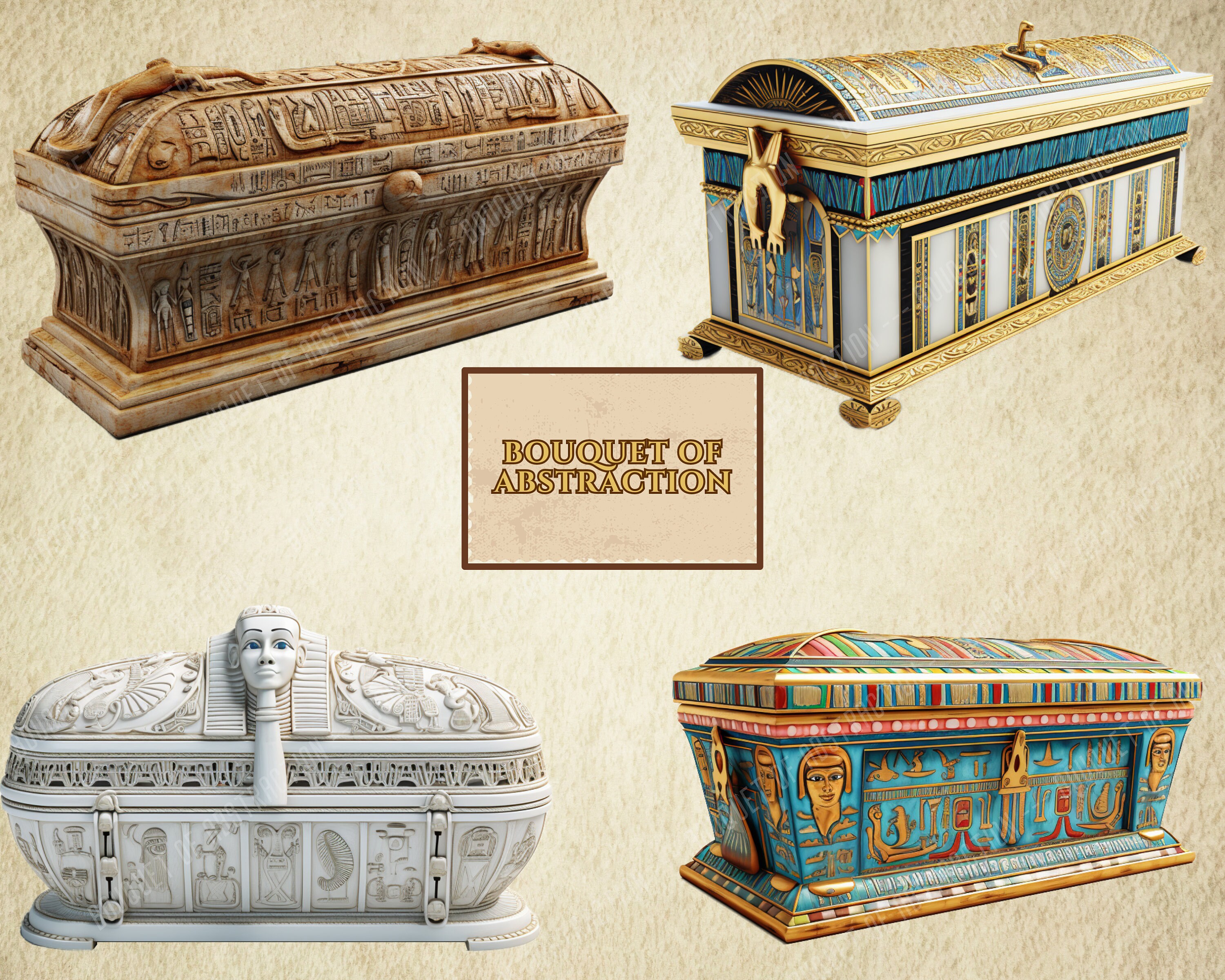 Egyptian Sarcophagus Bundle of 20 Clip Art Ancient Egypt Sarcophagus ...