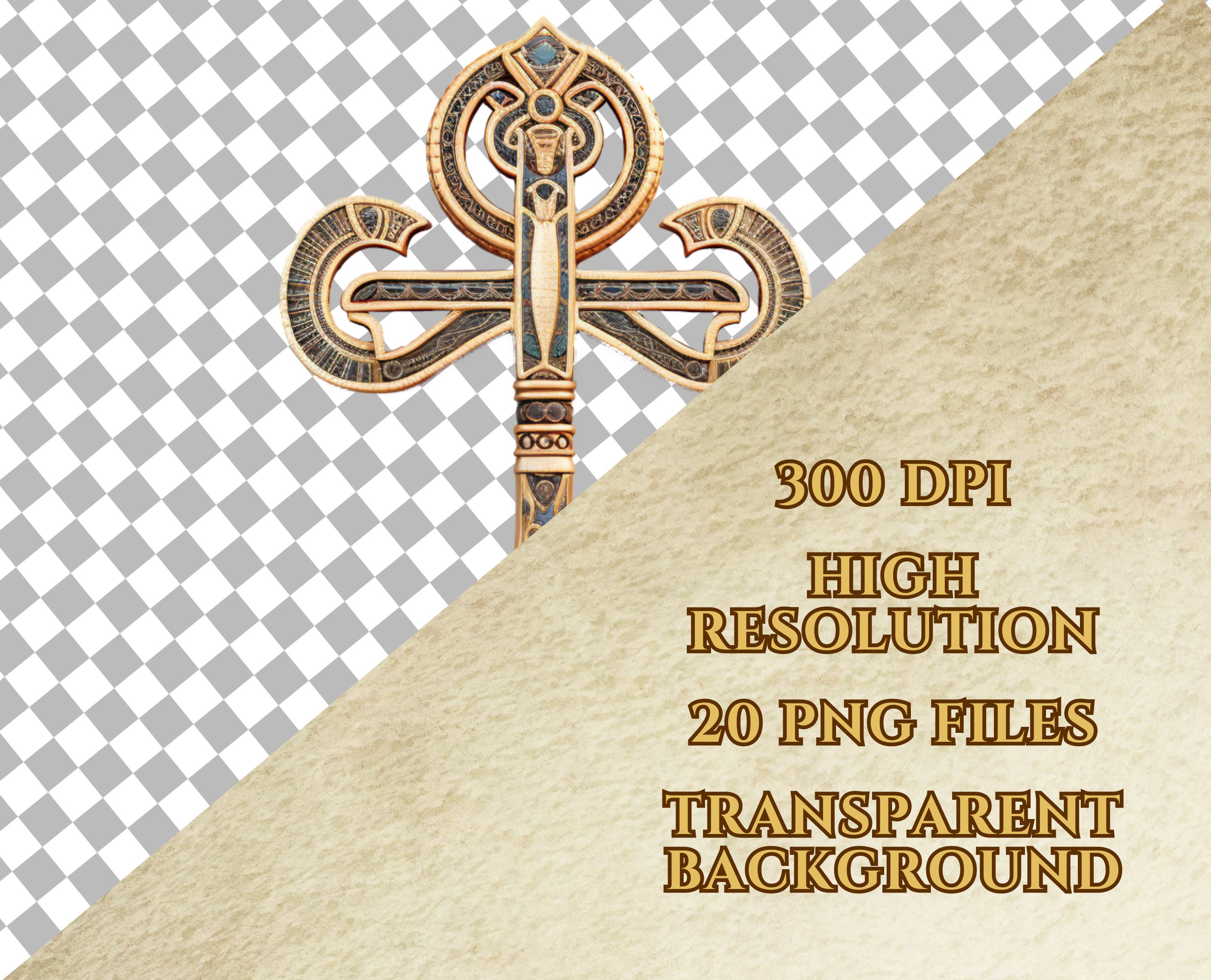 Egyptian Ankh Bundle of 20 Clip Art High Resolution Transparent ...