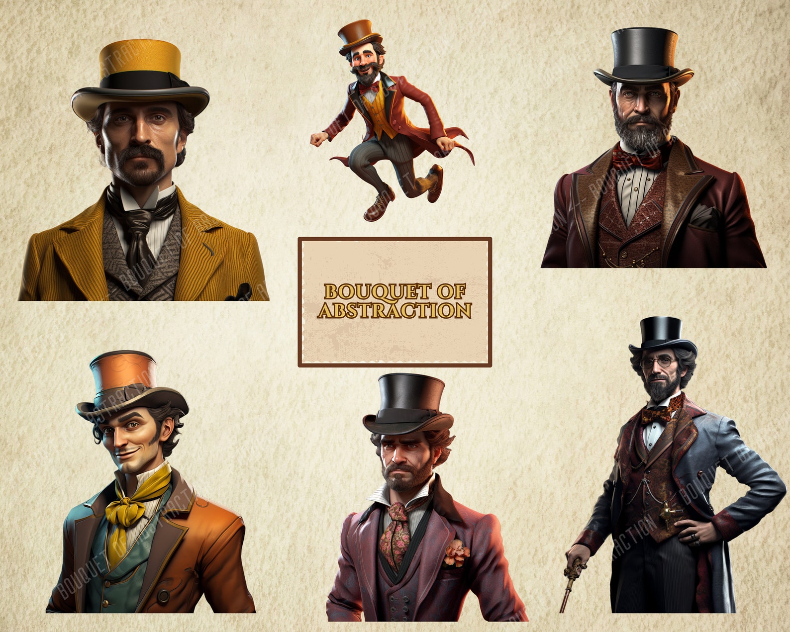 Gentlemen Dandy Characters Clip Art Bundle of 20 High Resolution 300 ...