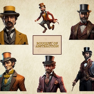 Gentlemen Dandy Characters Clip Art Bundle of 20 High Resolution 300 ...