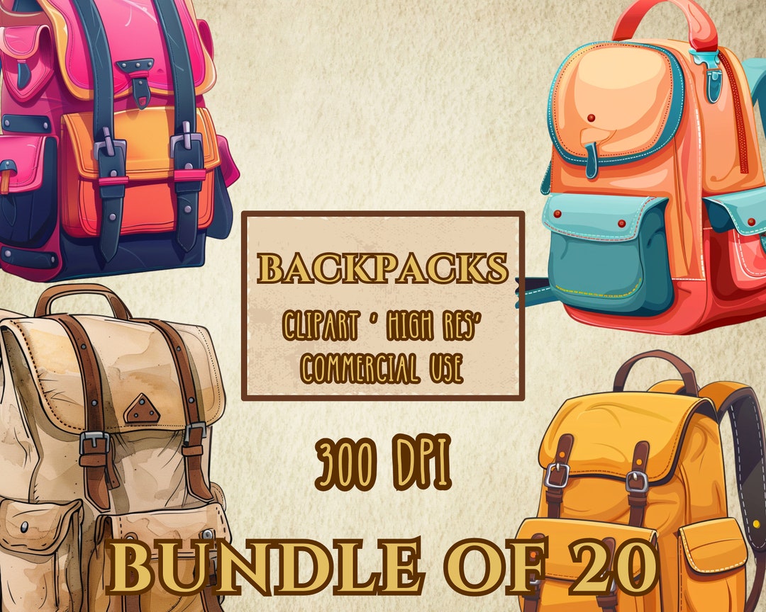 Backpack Bundle of 20 High Resolution Clip Art Transparent Background ...