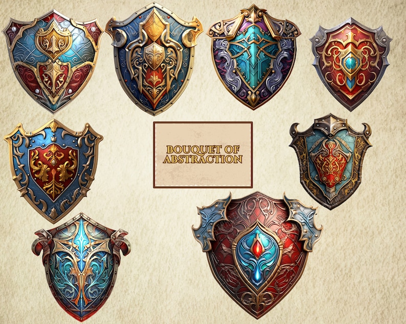 36 Bundle Shield Clip Art Fantasy Shields Mega Pack Shields Clip Art ...