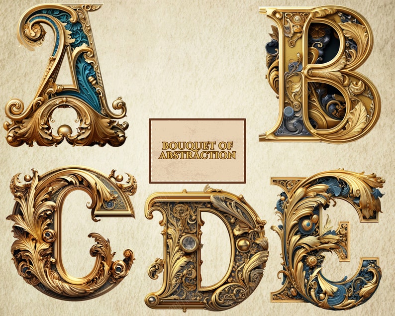 Illuminated Golden Initials Full Alphabet High Quality Clip Art ...