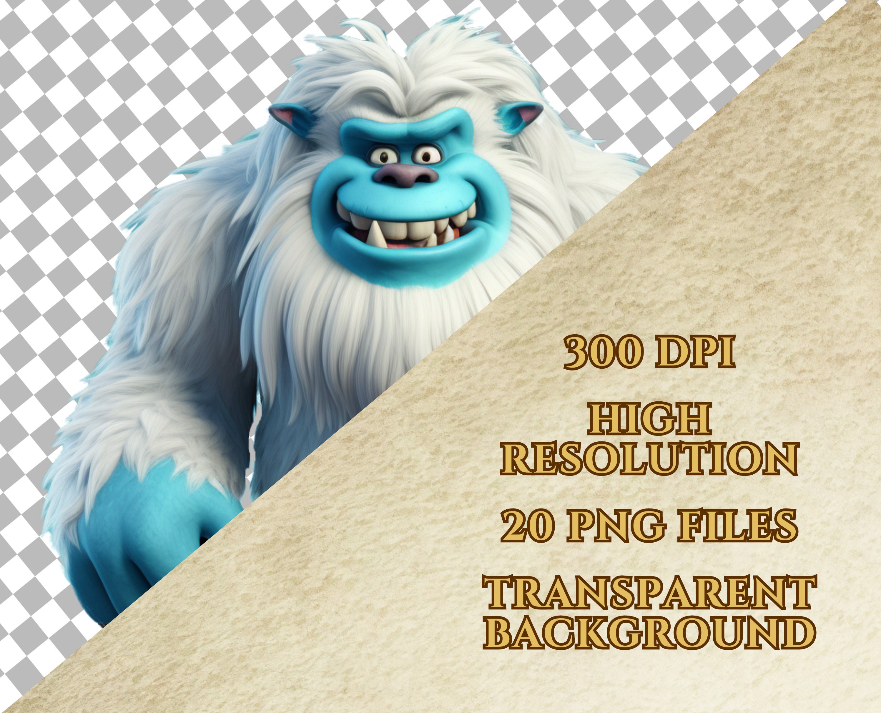 Yeti Characters Bundle of 20 Clip Art High Resolution 300 DPI ...