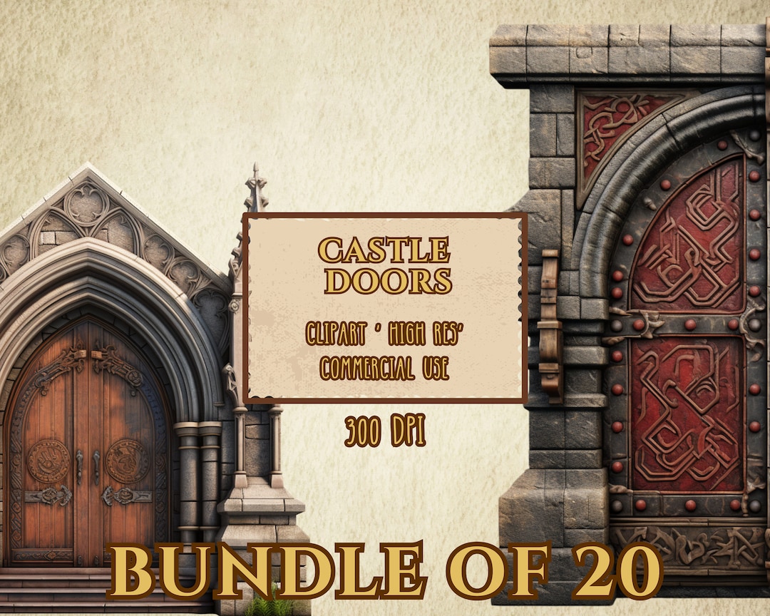 Castle Doors Bundle of 20 Clip Art High Resolution 300 DPI Transparent ...