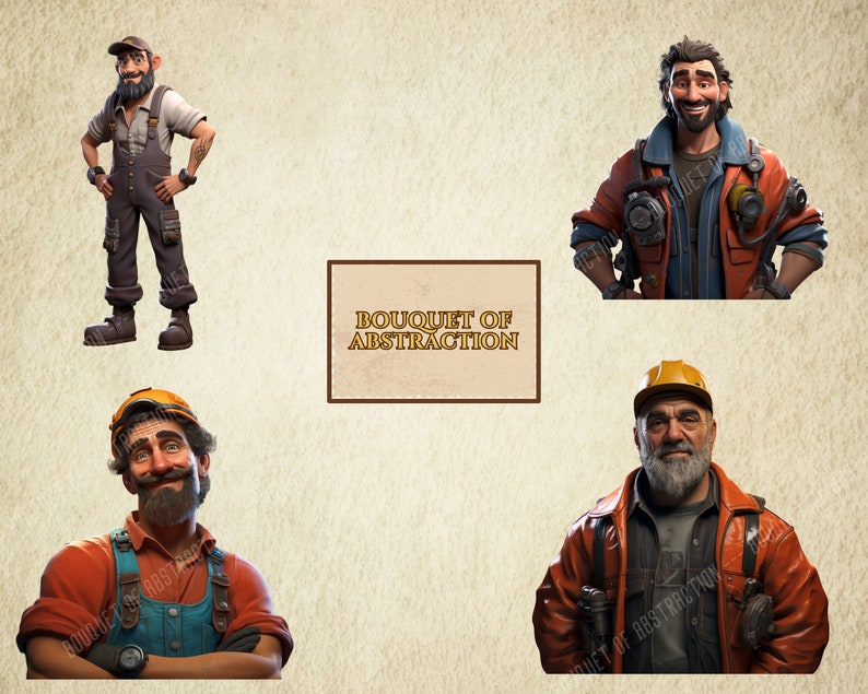 Mechanic Characters Clip Art Bundle of 20 High Resolution 300 DPI ...