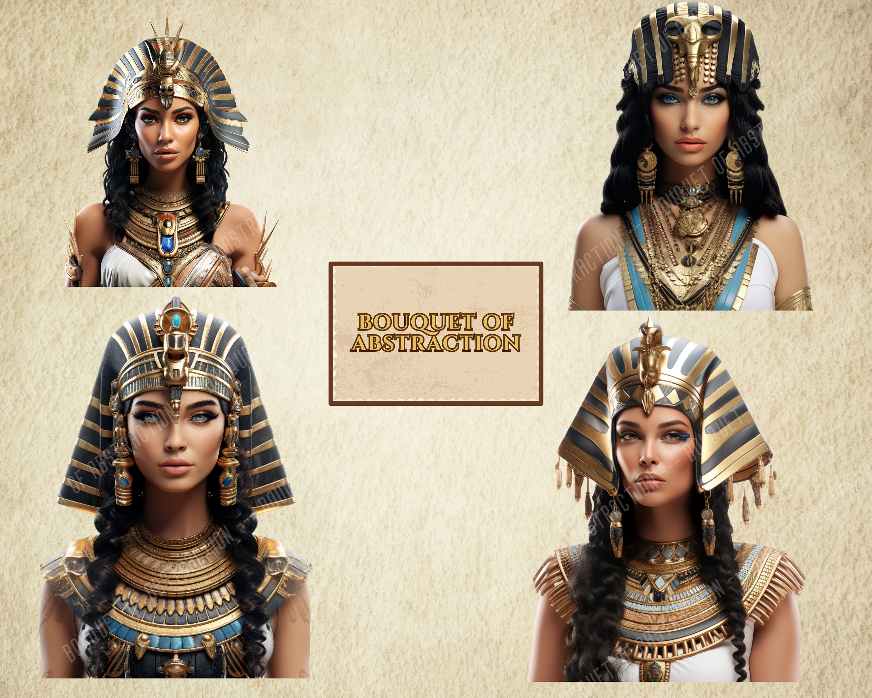 Cleopatra Clip Art Bundle of 20 Characters Egyptian Themed Clip Art ...
