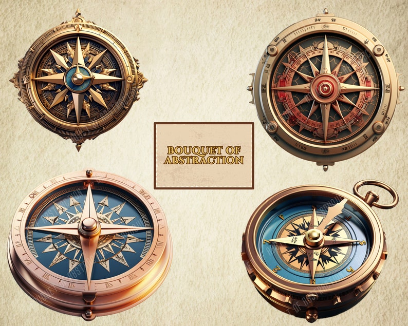 Compass Bundle of 20 Clip Art High Resolution 300 DPI Transparent ...