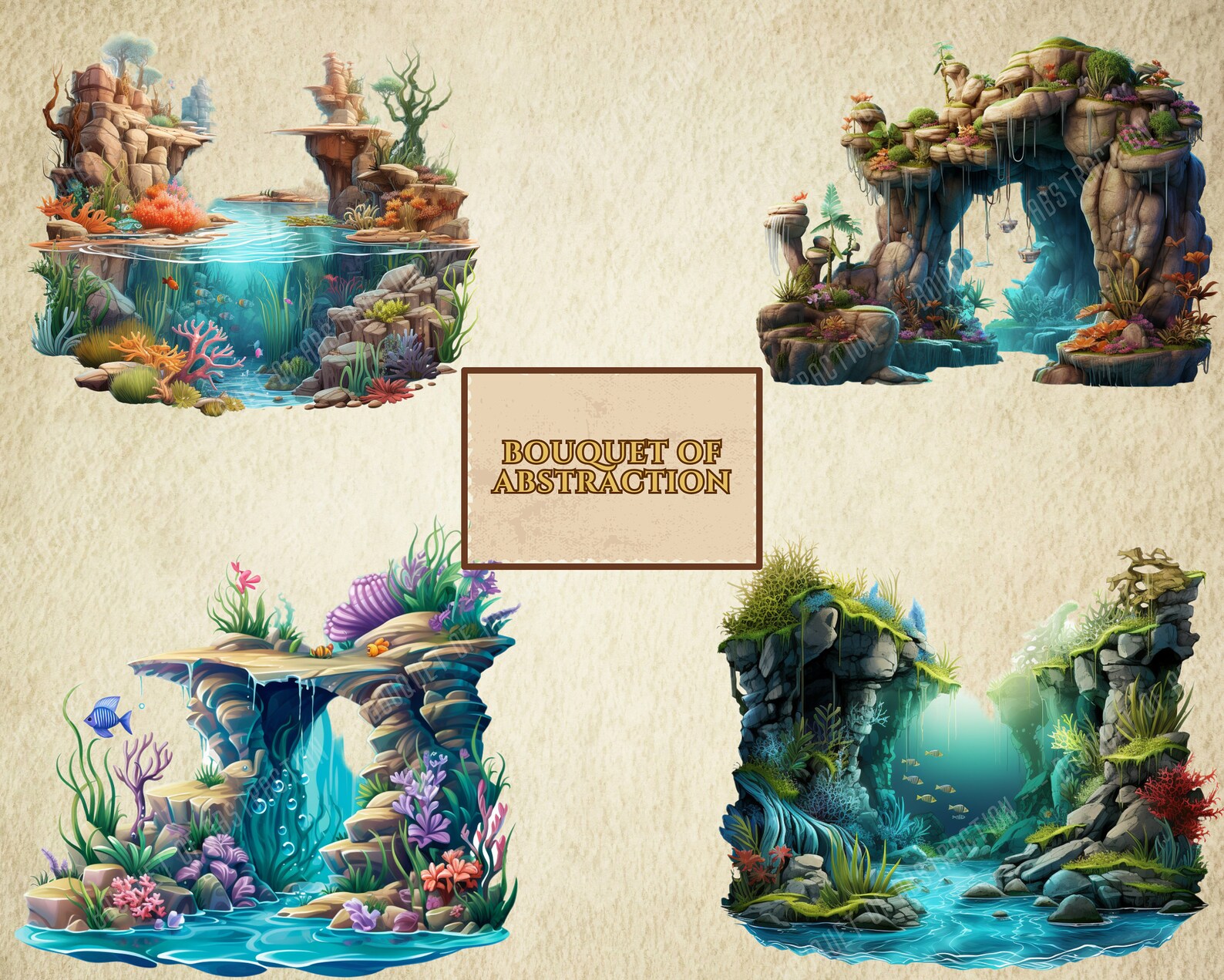 Mermaids Cove Clip Art Bundle of 20 High Resolution 300 DPI Transparent ...