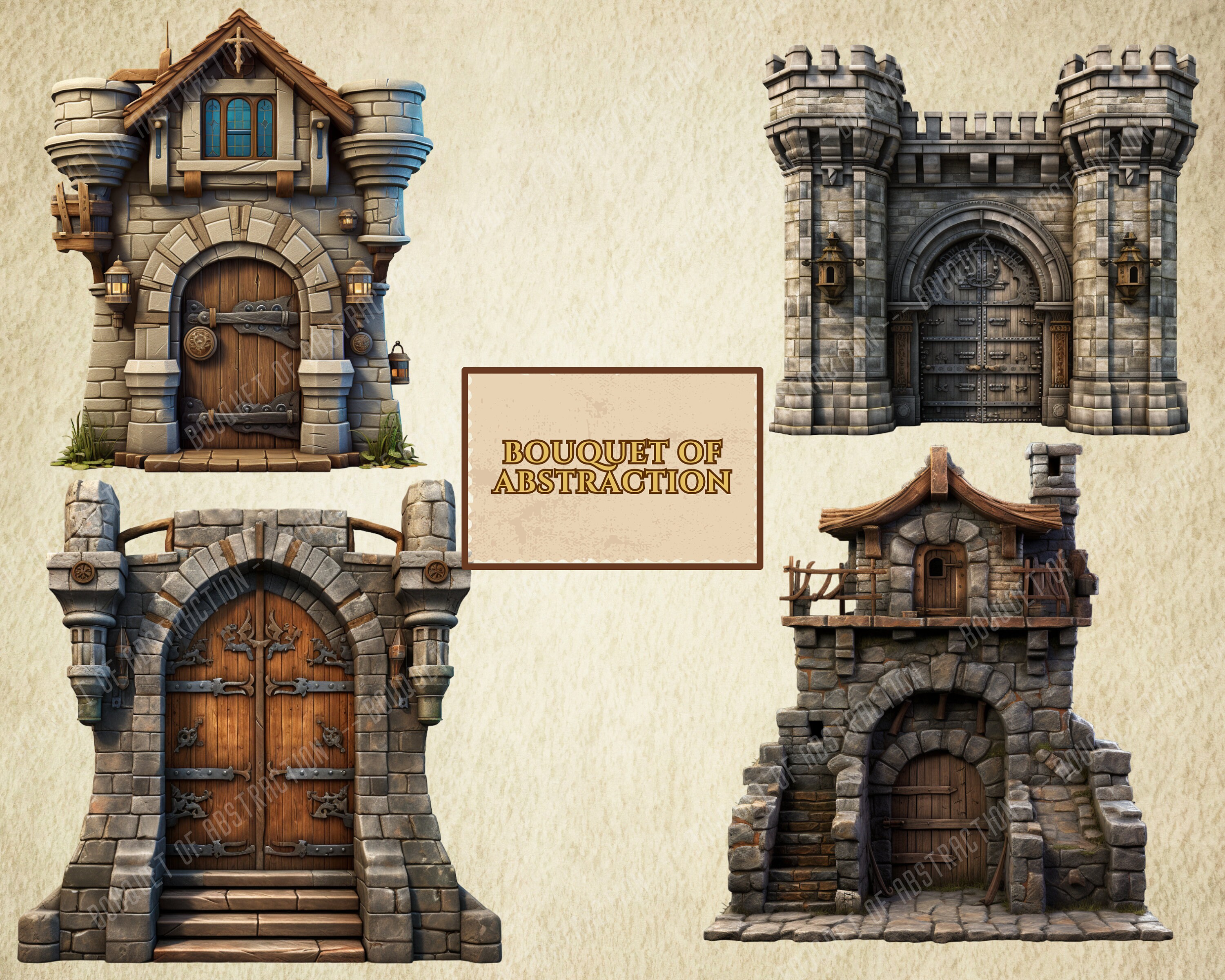 Castle Drawbridge Doors Bundle of 20 High Resolution Clip Art 300 DPI ...