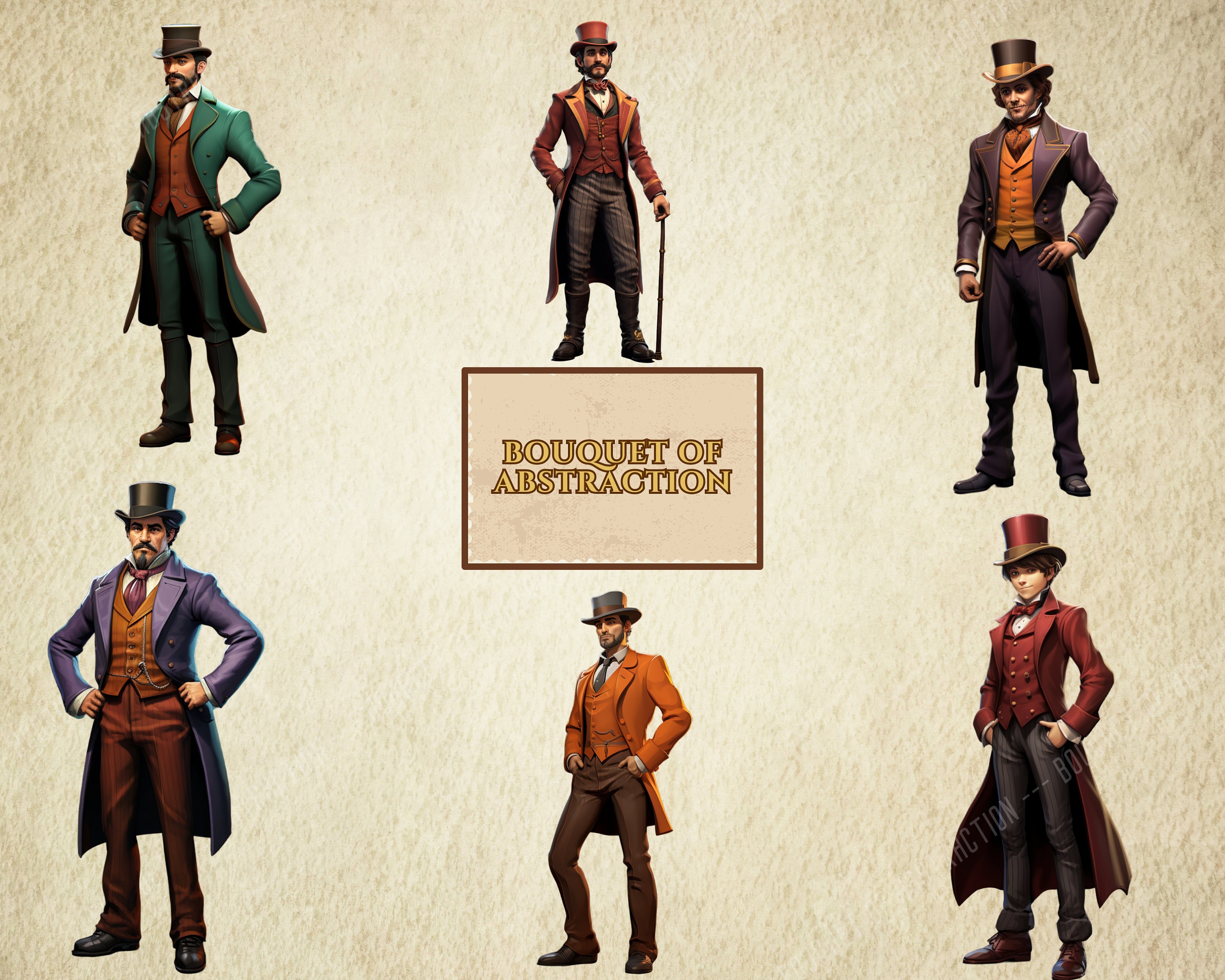 Gentlemen Dandy Characters Clip Art Bundle of 20 High Resolution 300 ...