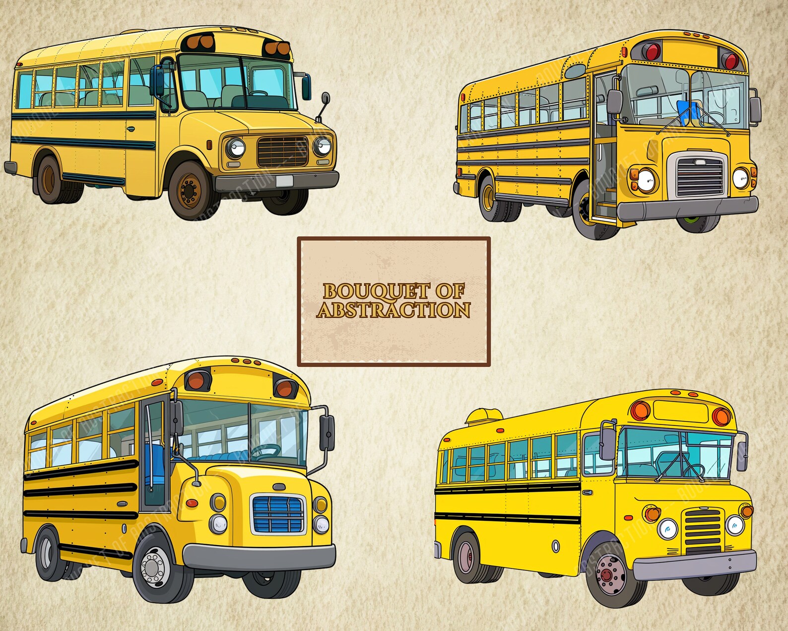 School Bus Bundle of 20 High Resolution Clip Art Transparent Background ...