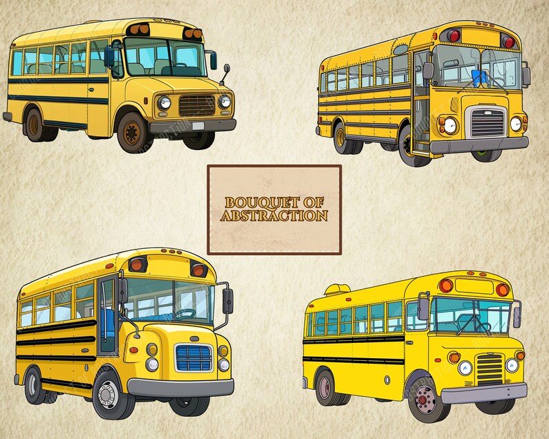School Bus Bundle of 20 High Resolution Clip Art Transparent Background ...