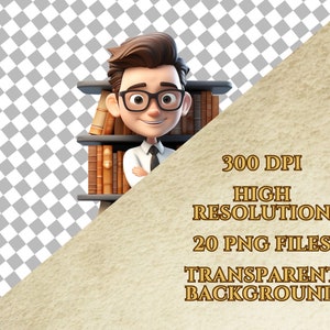 Librarian Characters Bundle of 20 Clip Art Librarians High Resolution ...