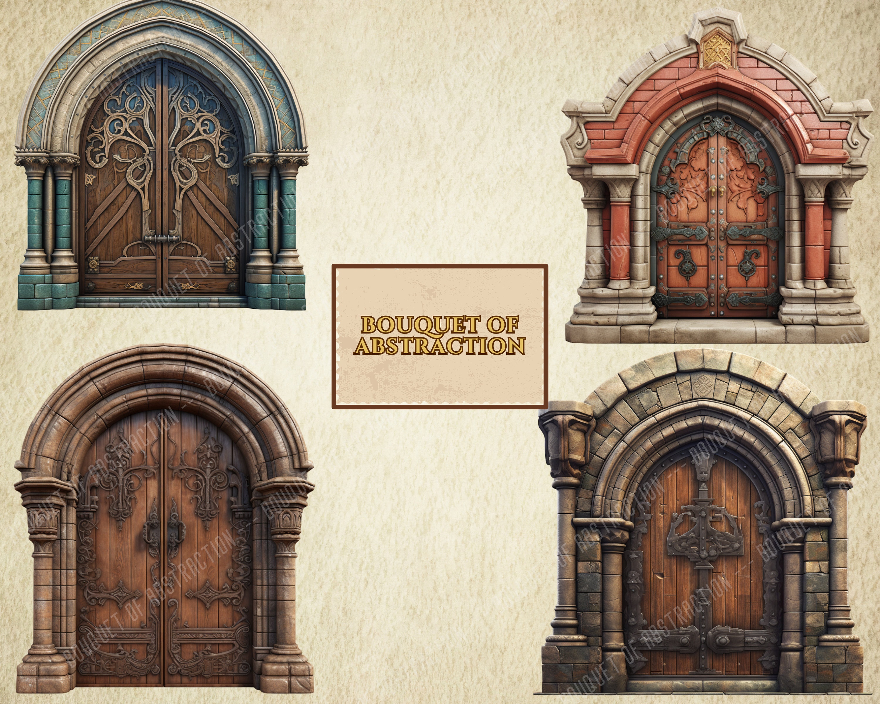 Castle Doors Bundle of 20 Clip Art High Resolution 300 DPI Transparent ...