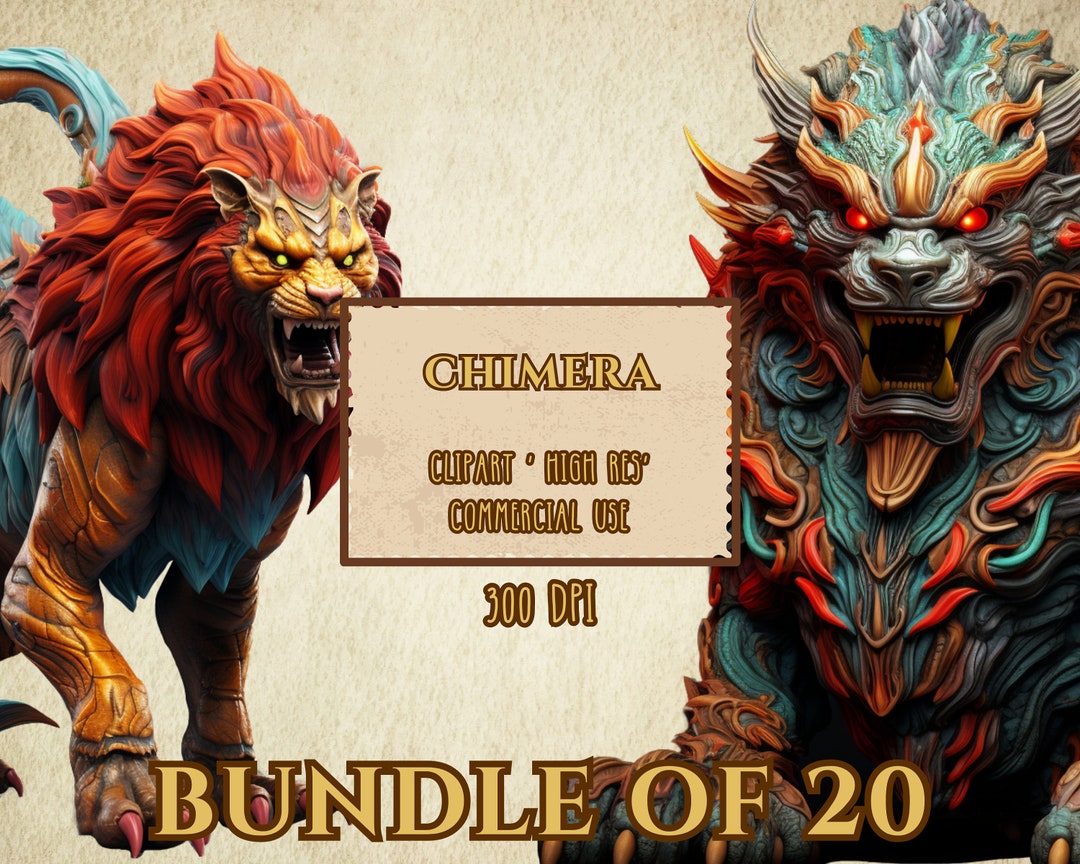 Chimera Clip Art Bundle of 20 High Resolution 300 DPI Transparent ...