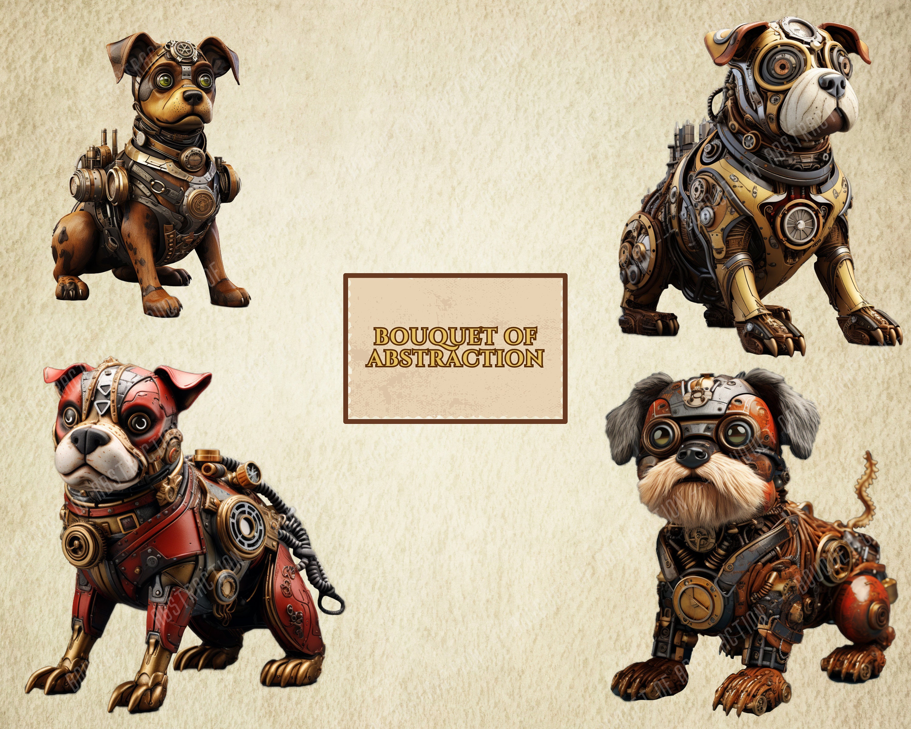Steampunk Dogs Bundle of 20 High Resolution Clip Art 300 DPI ...