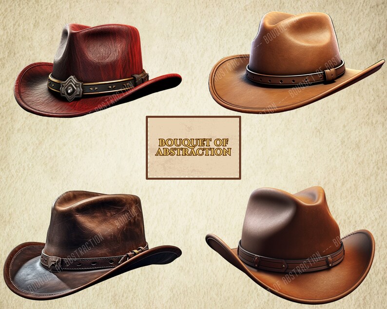Cowboy Hats Bundle of 20 Clip Art High Resolution 300 DPI Transparent ...
