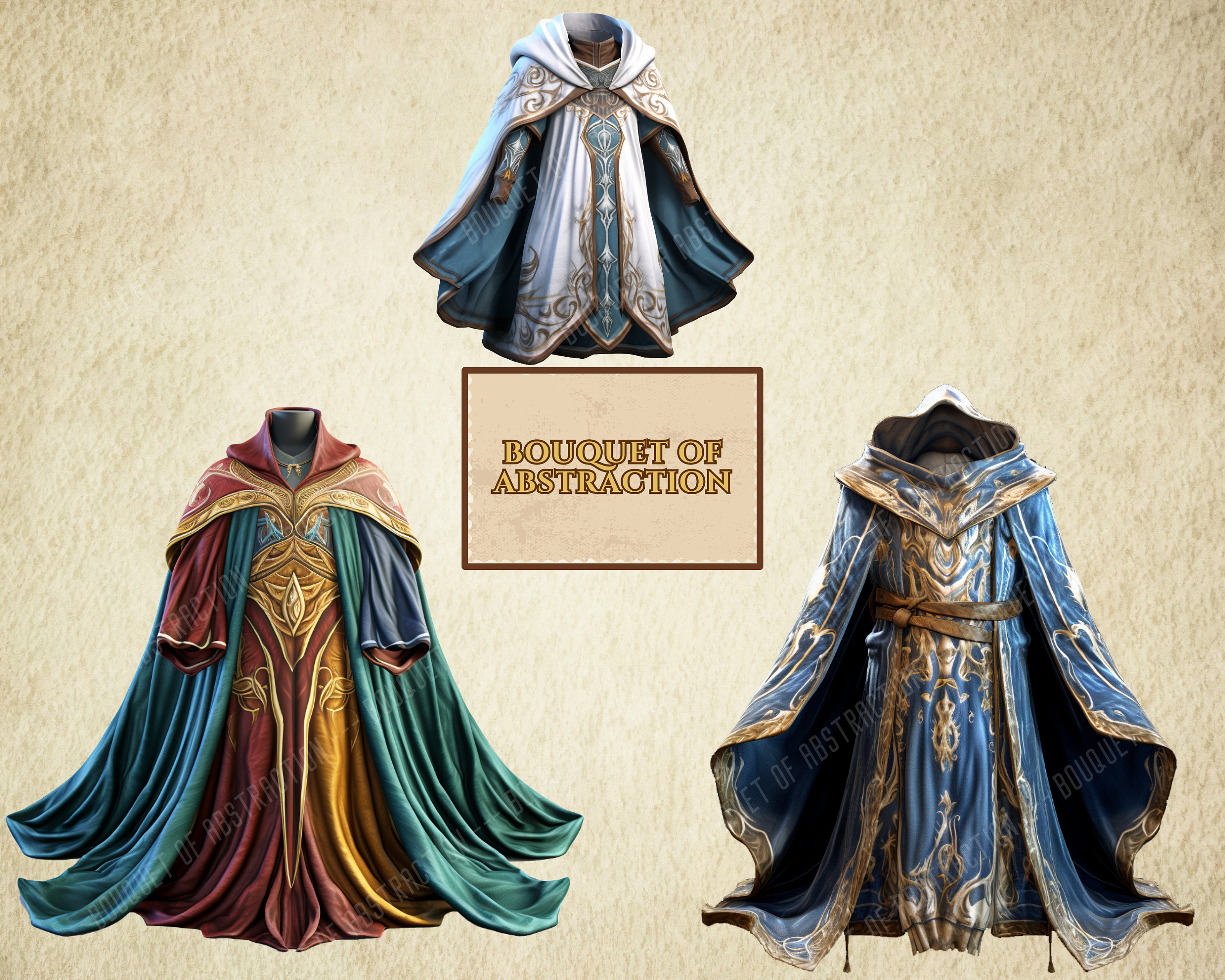 Wizard Robes Magic Robes Bundle of 12 Clip Art, High Resolution ...