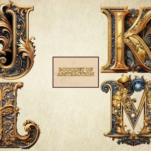 Illuminated Golden Initials Full Alphabet High Quality Clip Art ...