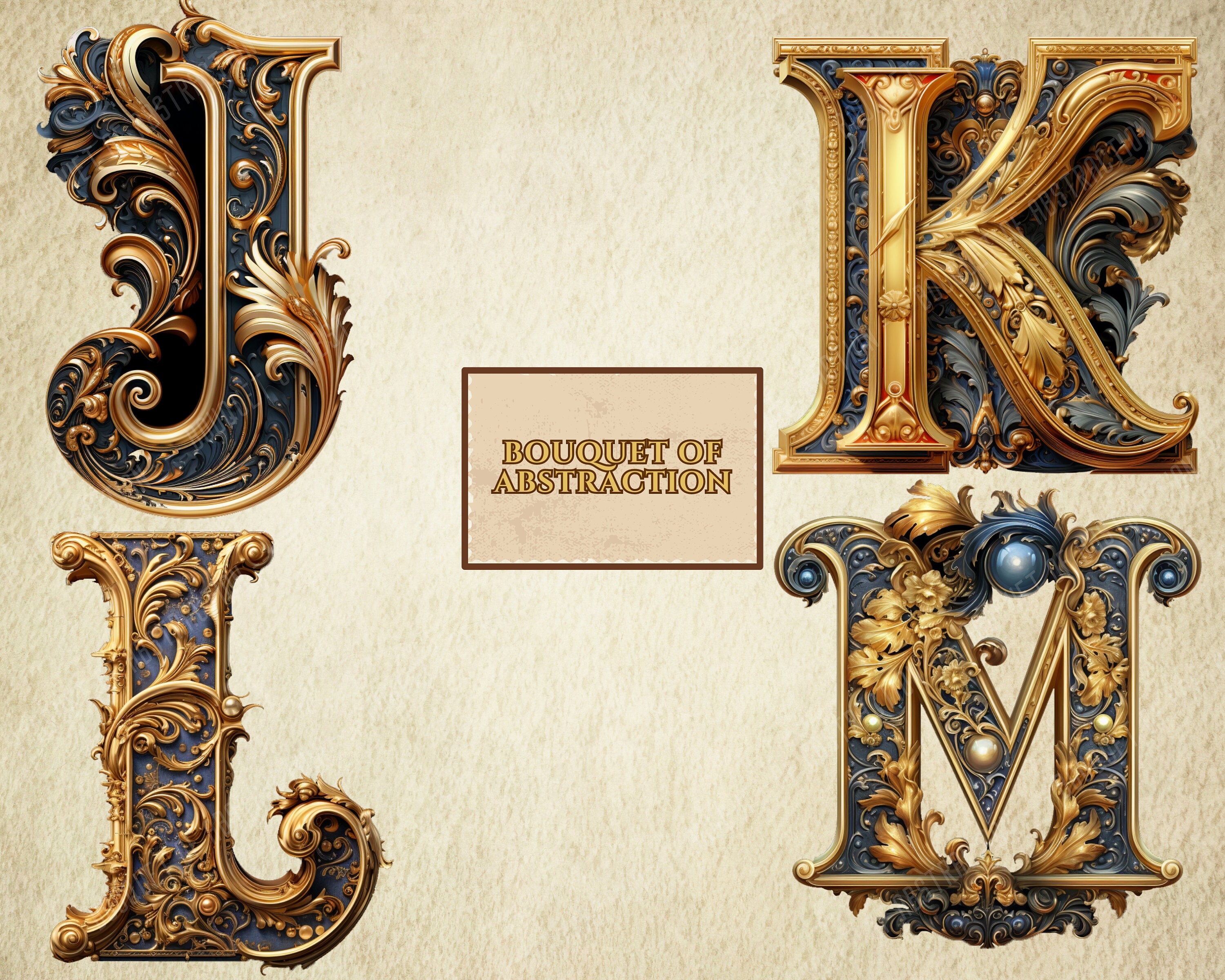 Illuminated Golden Initials Full Alphabet High Quality Clip Art ...