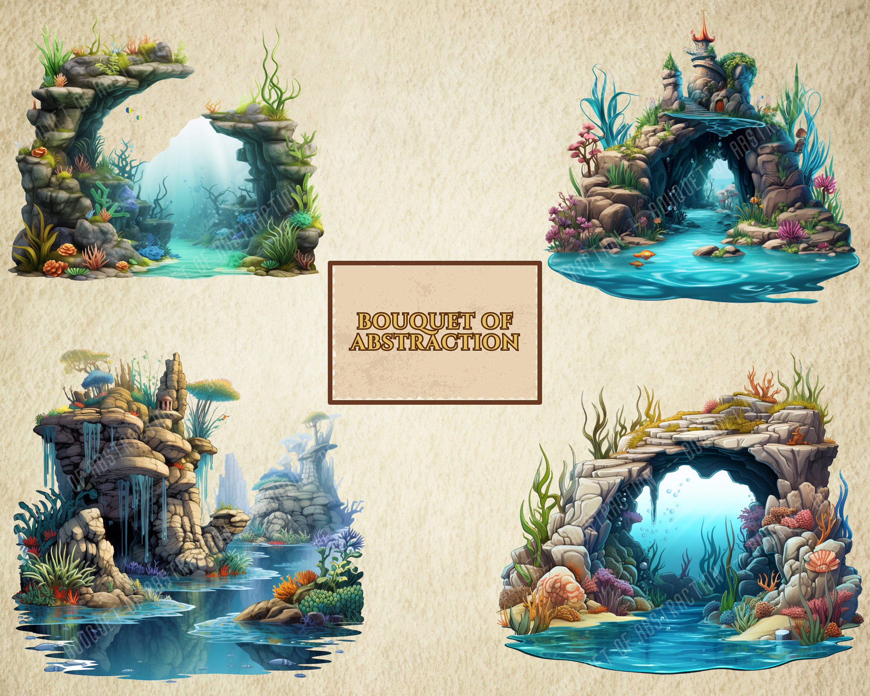 Mermaids Cove Clip Art Bundle of 20 High Resolution 300 DPI Transparent ...