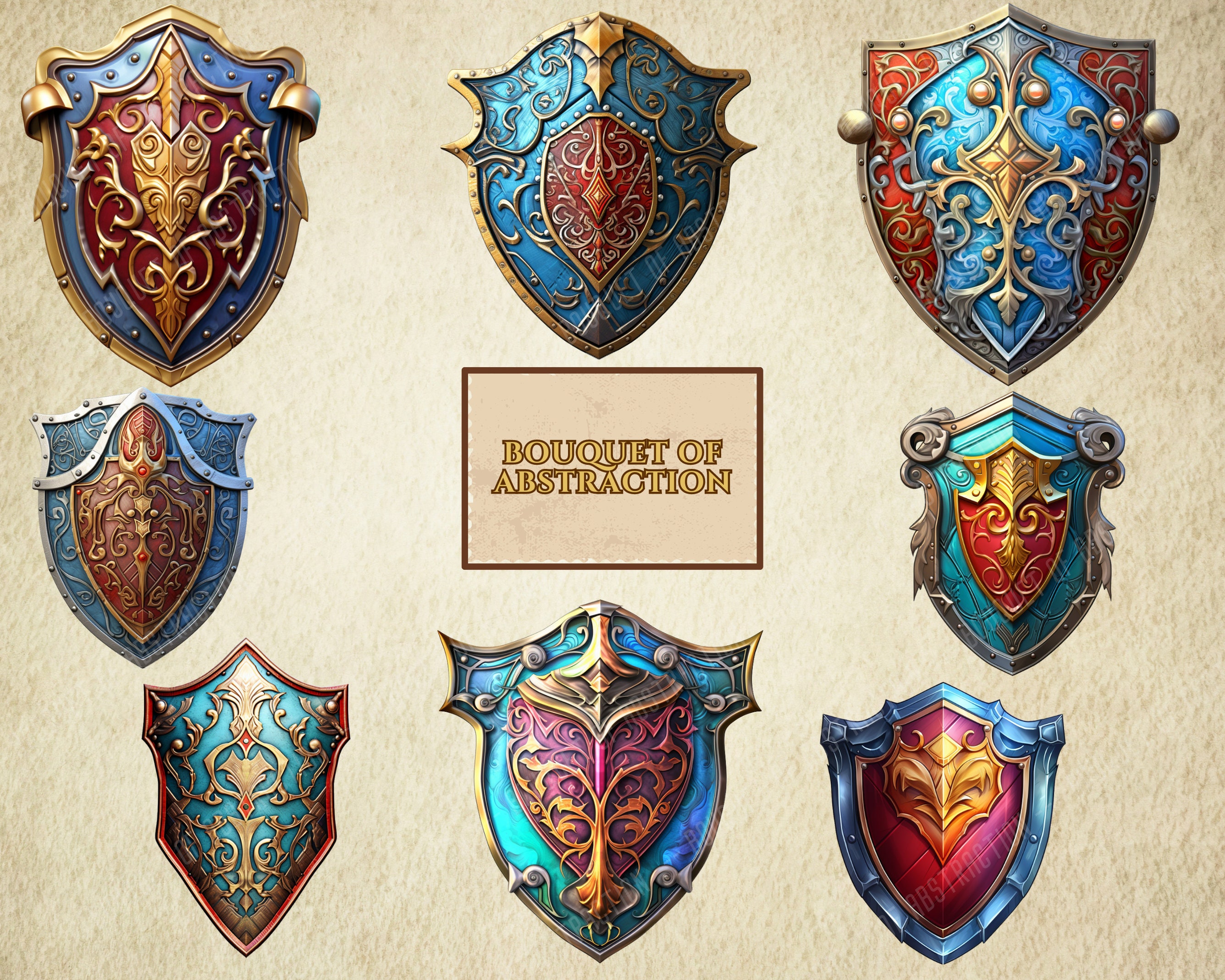36 Bundle Shield Clip Art Fantasy Shields Mega Pack Shields Clip Art ...