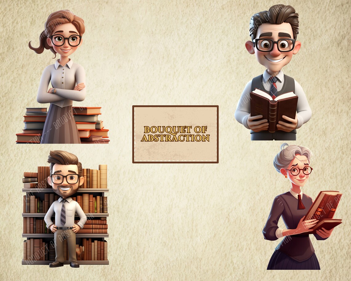 Librarian Characters Bundle of 20 Clip Art Librarians High Resolution ...