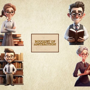 Librarian Characters Bundle of 20 Clip Art Librarians High Resolution ...