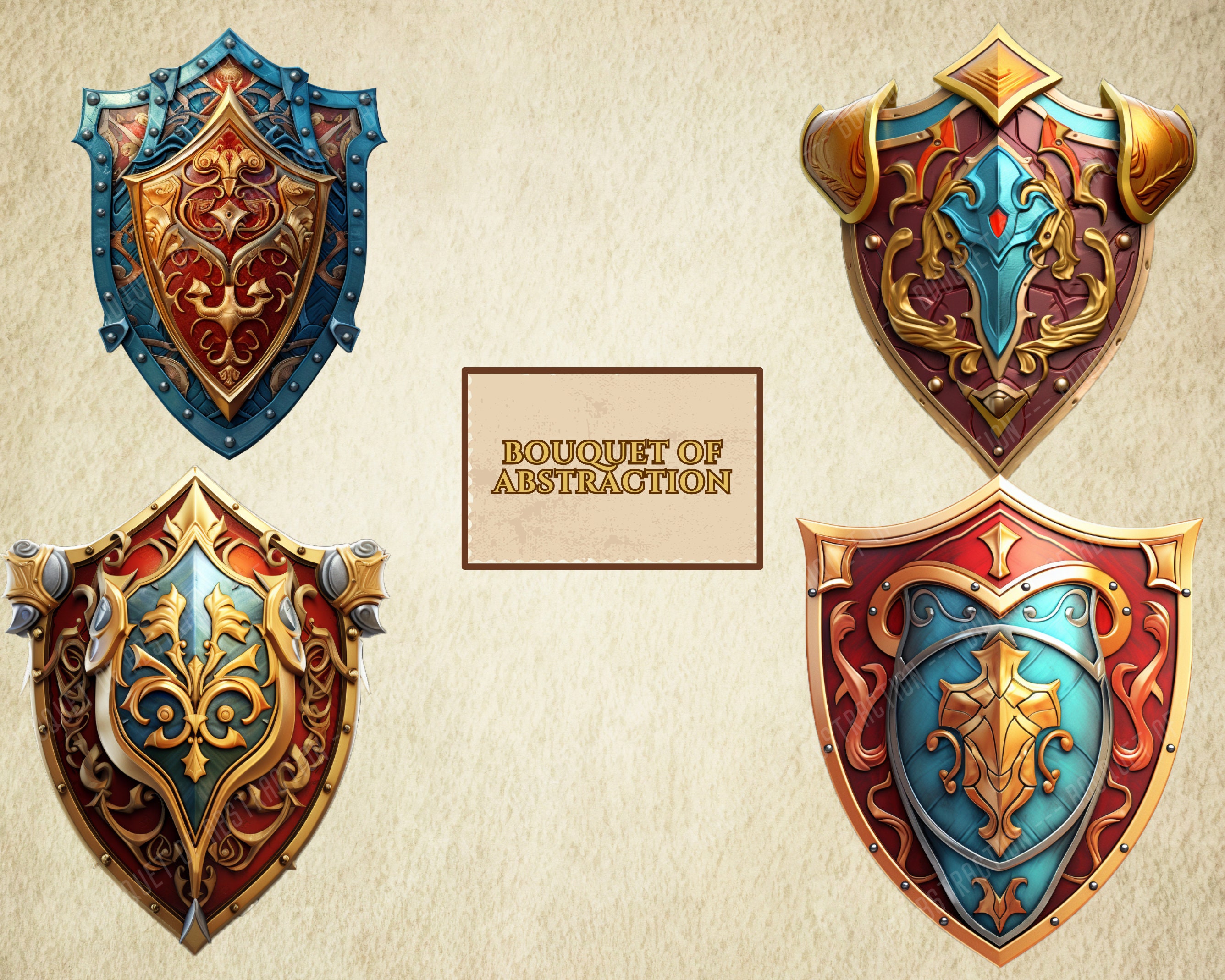 36 Bundle Shield Clip Art Fantasy Shields Mega Pack Shields Clip Art ...