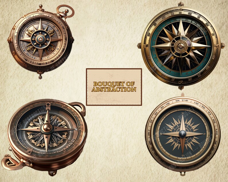 Compass Bundle of 20 Clip Art High Resolution 300 DPI Transparent ...