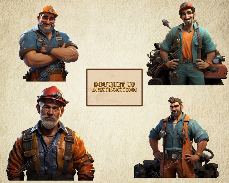 Mechanic Characters Clip Art Bundle of 20 High Resolution 300 DPI ...