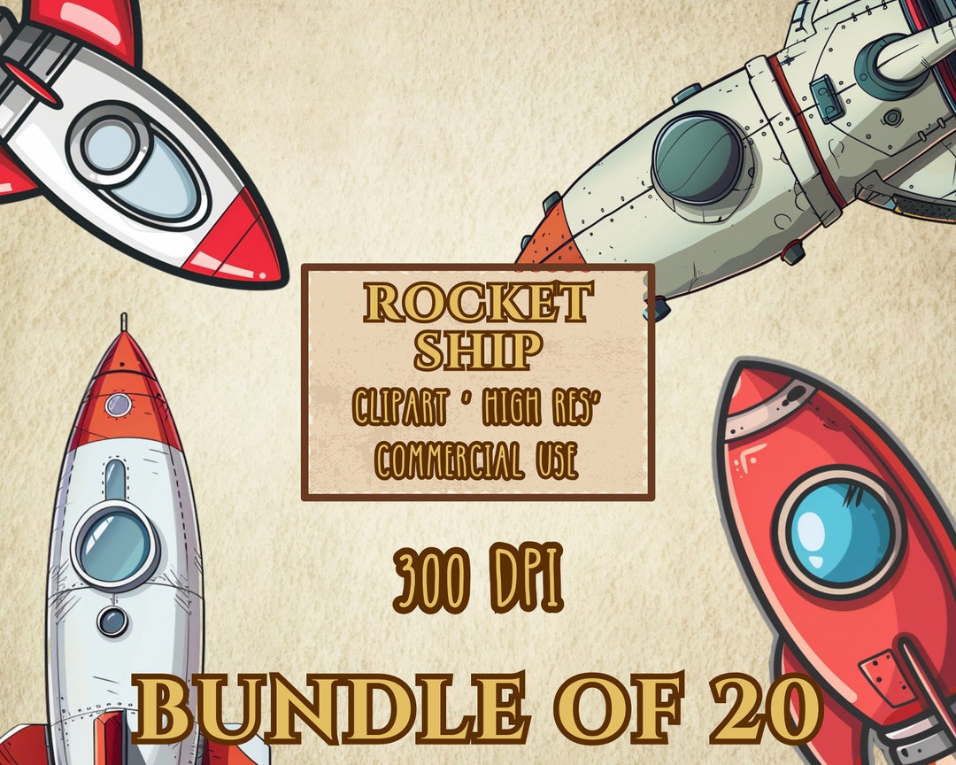Space Rocket Bundle of 20 High Resolution Clip Art Transparent ...