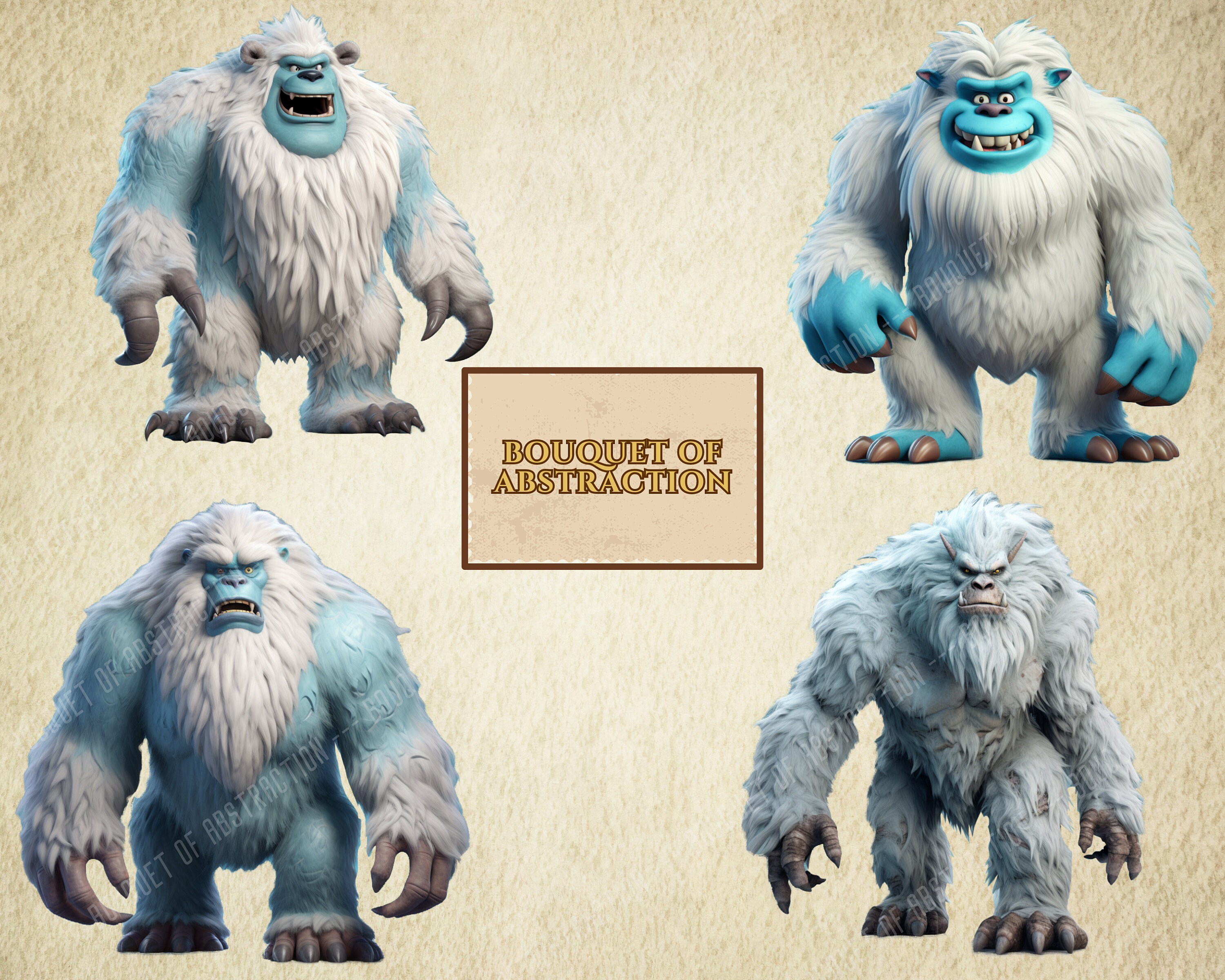 Yeti Characters Bundle of 20 Clip Art High Resolution 300 DPI ...