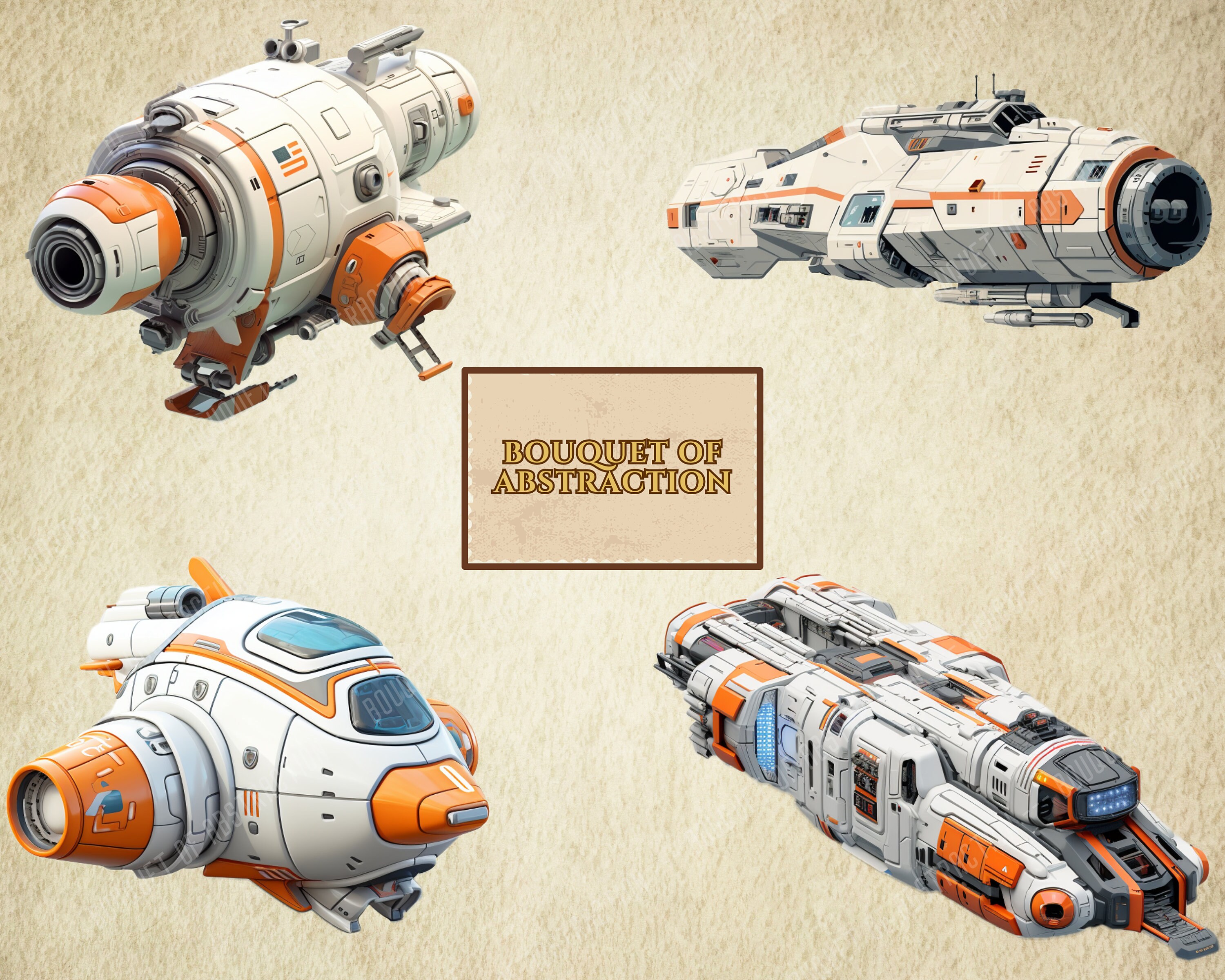 Spacecraft Bundle of 20 Space Ships Clip Art High Resolution 300 DPI ...