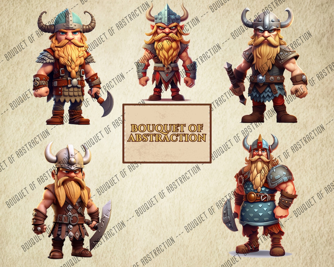 26 Unique Viking Clip Art Bundle Characters With Transparent Background ...