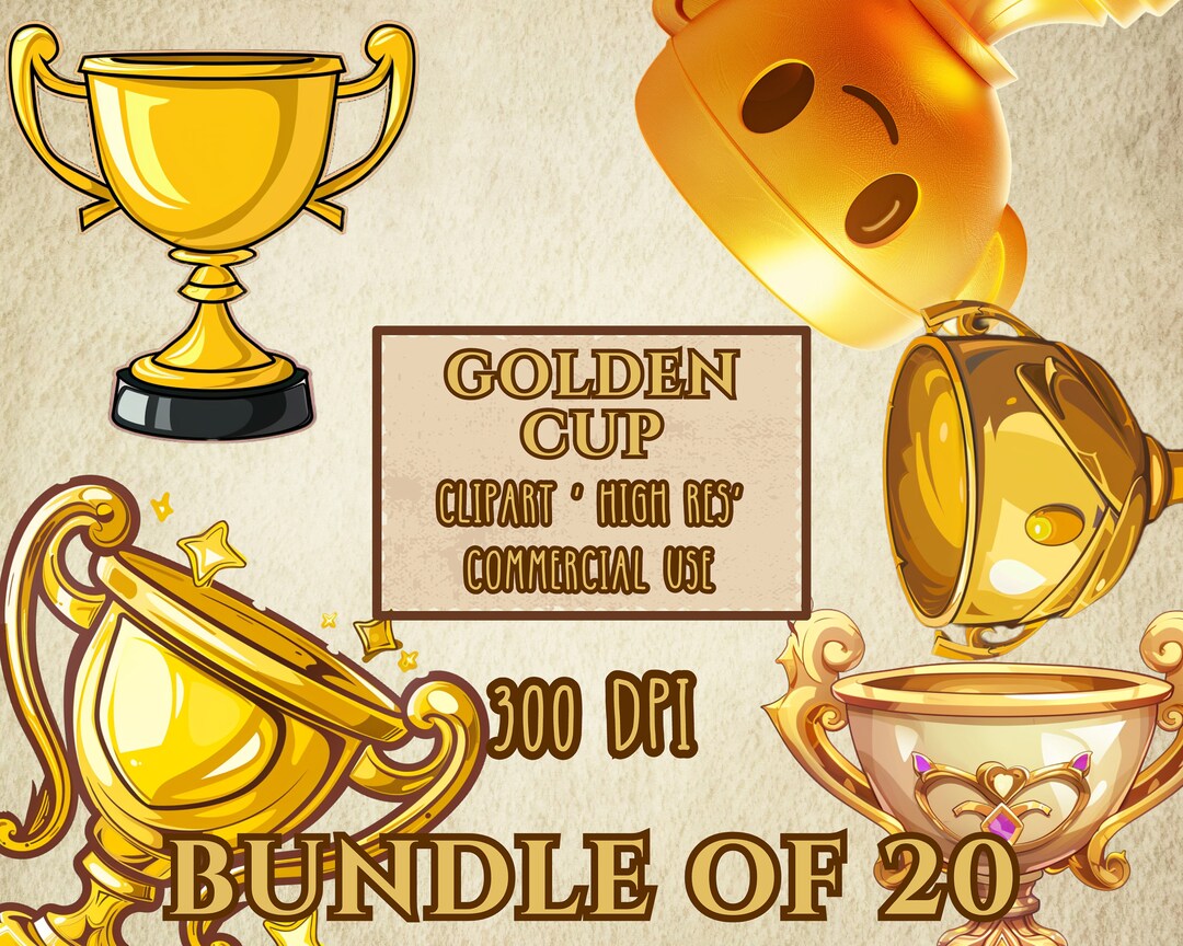 Golden Cup Trophy Bundle of 20 High Resolution Clip Art Transparent ...