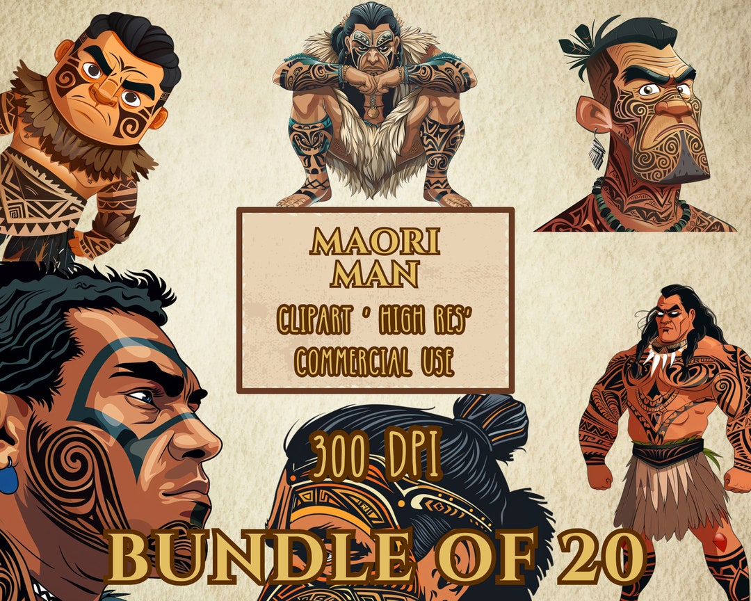 Maori Man Bundle of 20 High Resolution Clip Art Transparent Background ...