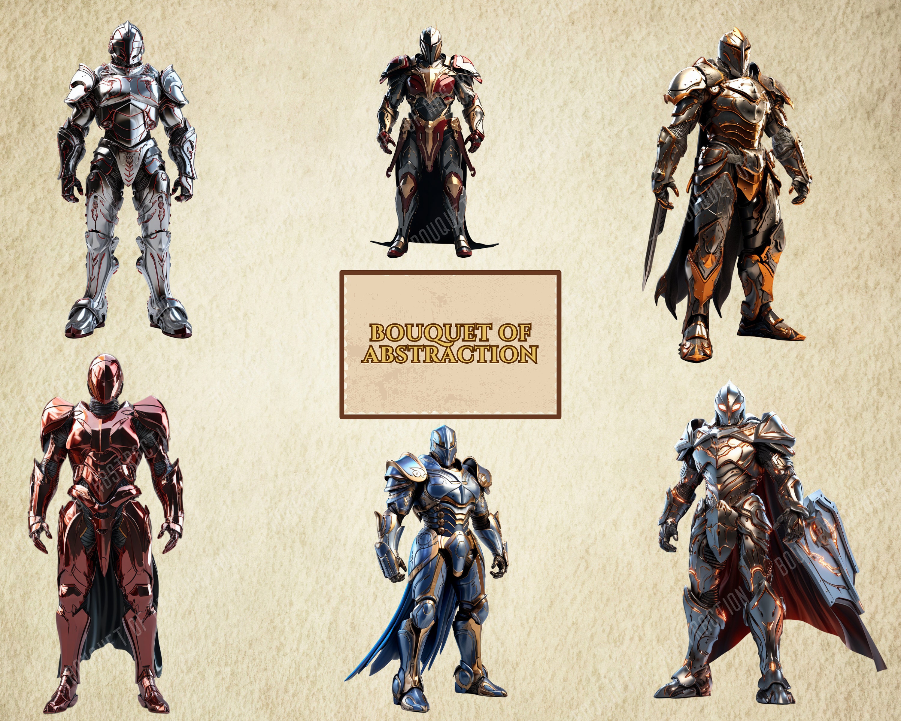 Futuristic Knights Bundle of 20 Clip Art High Resolution 300 DPI ...