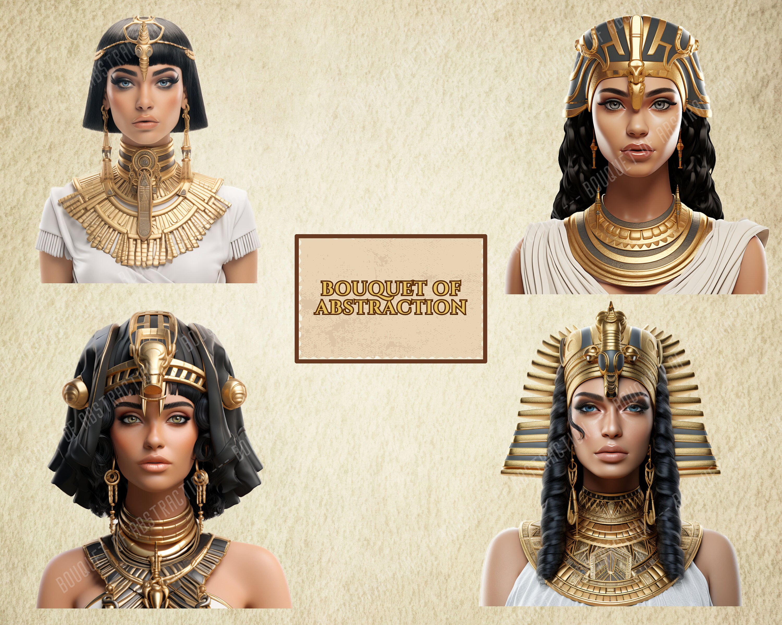 Cleopatra Clip Art Bundle of 20 Characters Egyptian Themed Clip Art ...