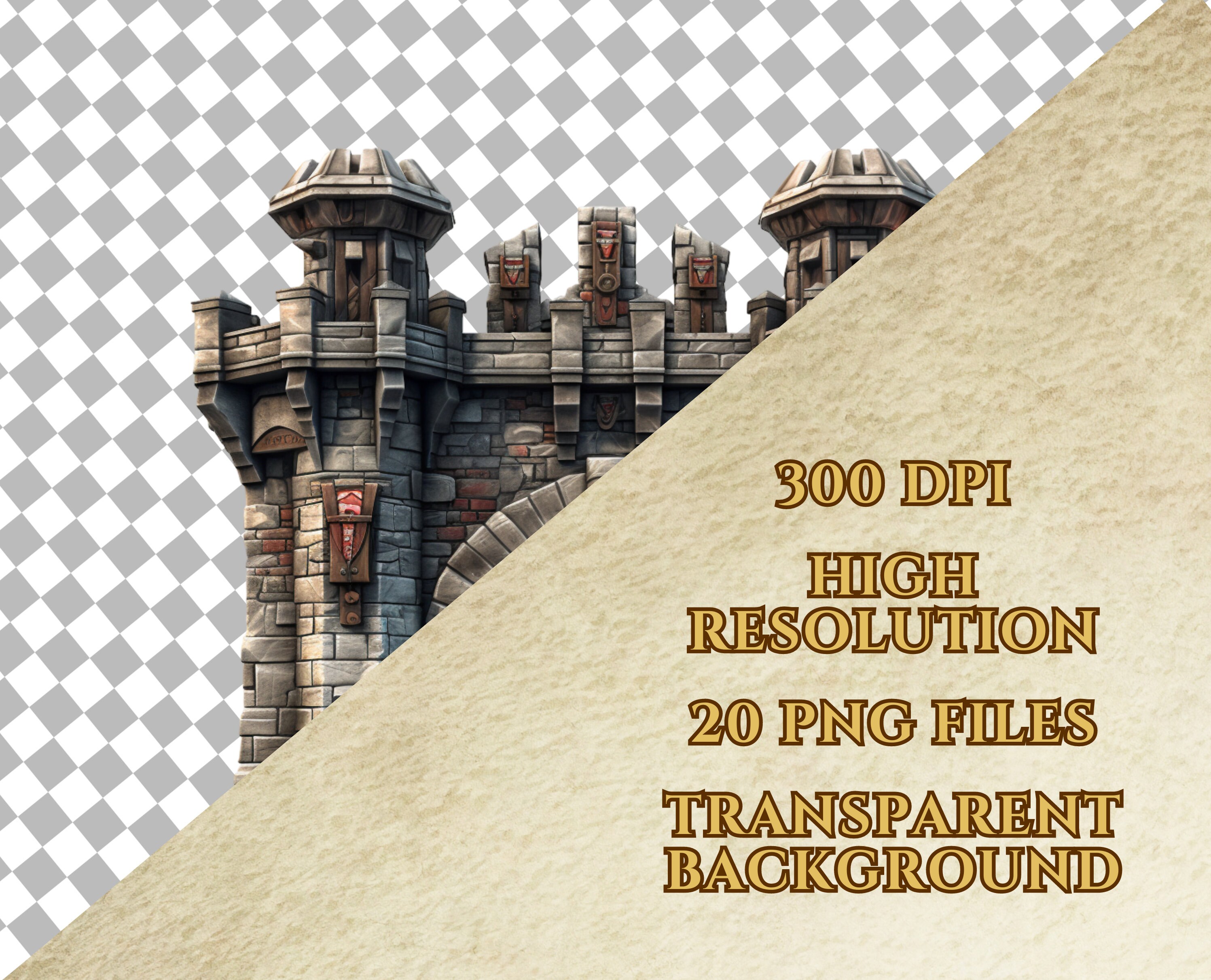 Castle Drawbridge Doors Bundle of 20 High Resolution Clip Art 300 DPI ...