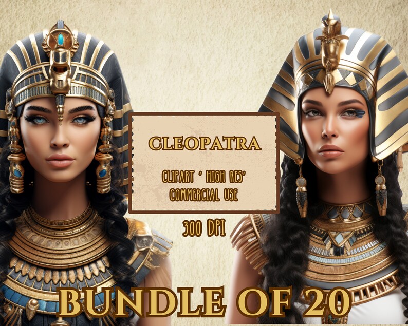 Cleopatra Clip Art Bundle of 20 Characters Egyptian Themed Clip Art ...