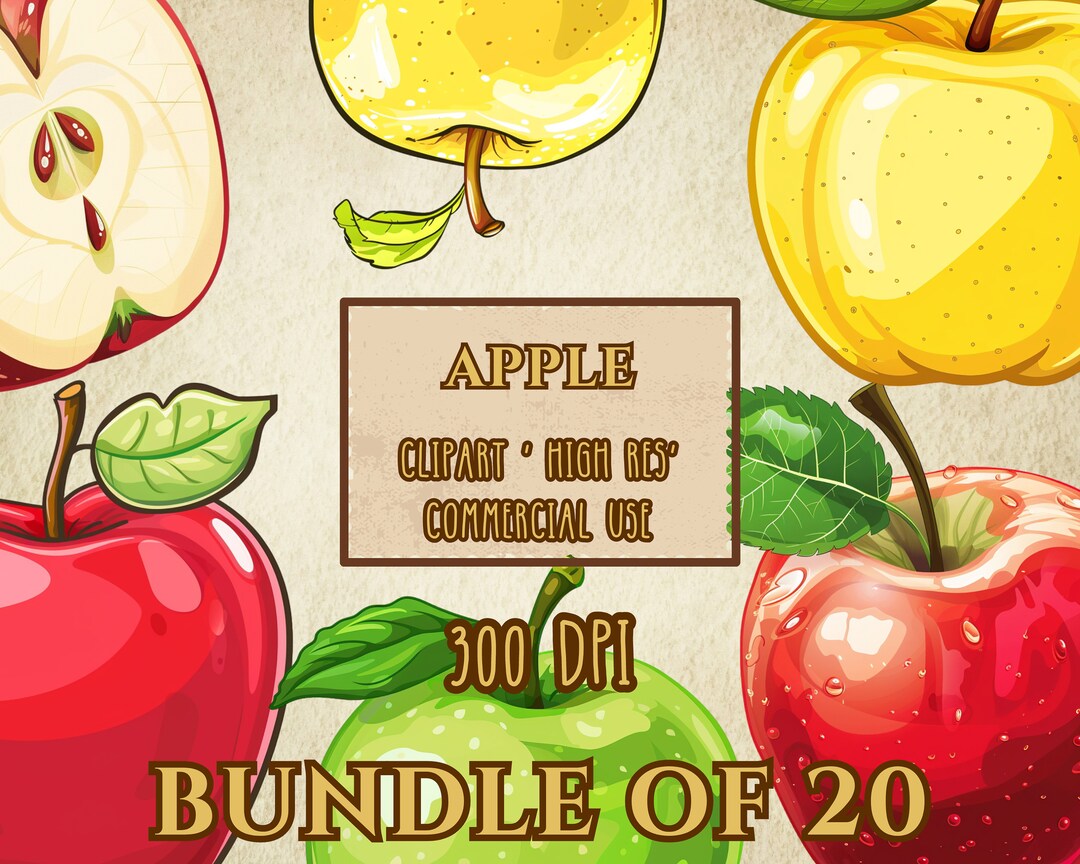 Apple Bundle of 20 High Resolution Clip Art Transparent Back Ground 300 ...