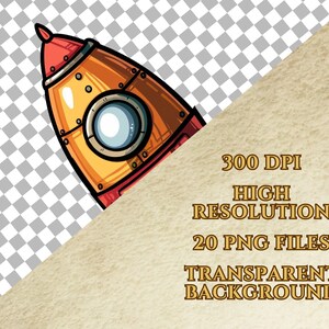 Space Rocket Bundle of 20 High Resolution Clip Art Transparent ...