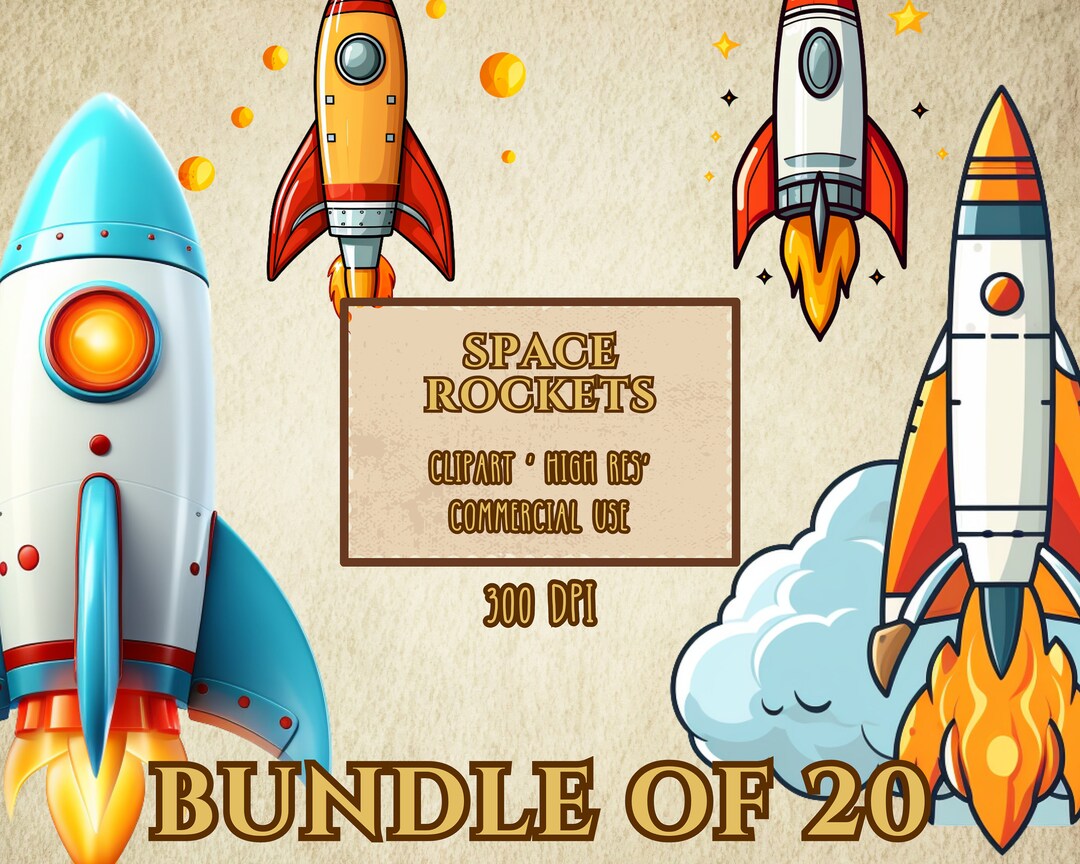 Rockets Bundle of 20 High Resolution Clip Art 300 DPI Transparent ...