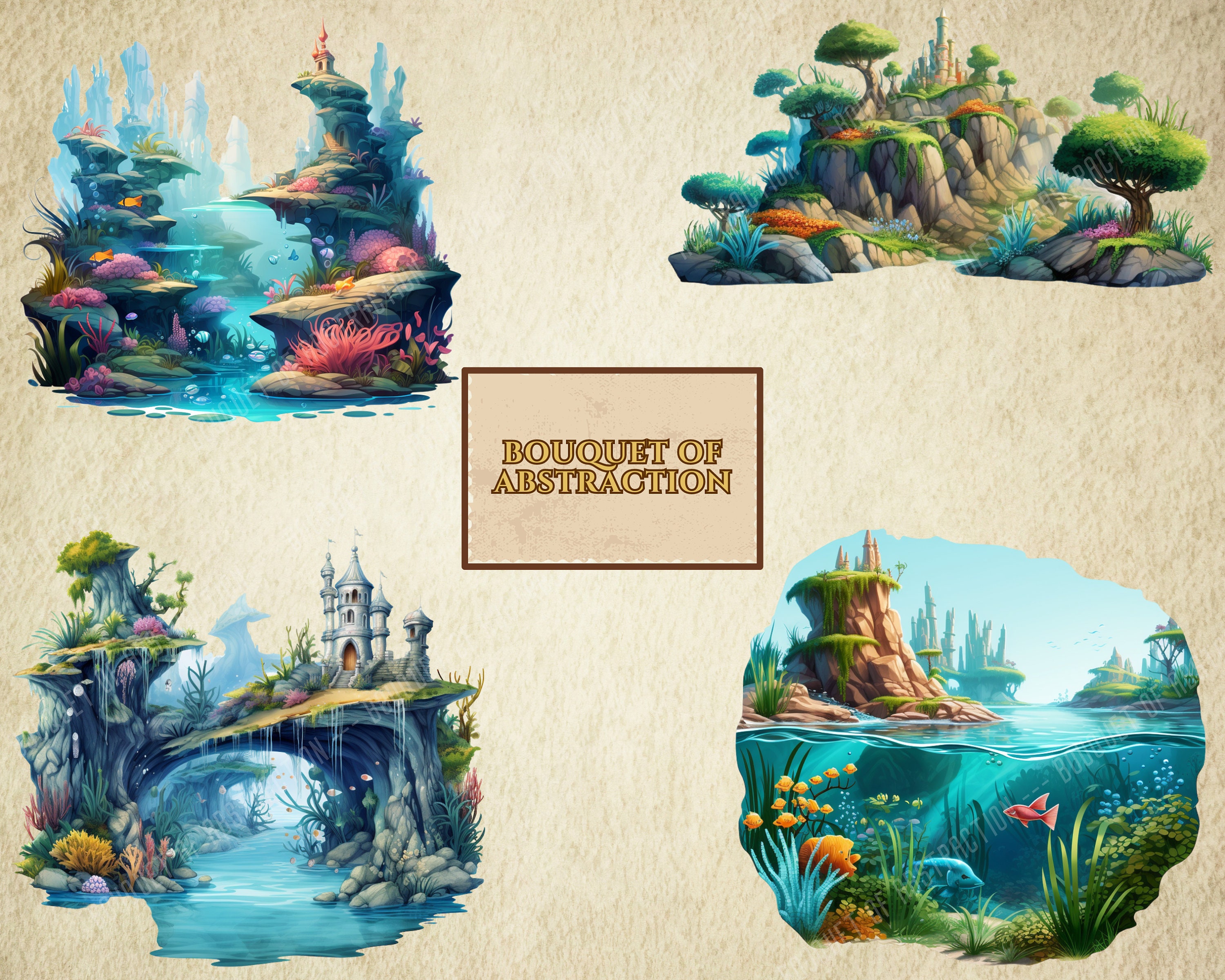Mermaids Cove Clip Art Bundle of 20 High Resolution 300 DPI Transparent ...