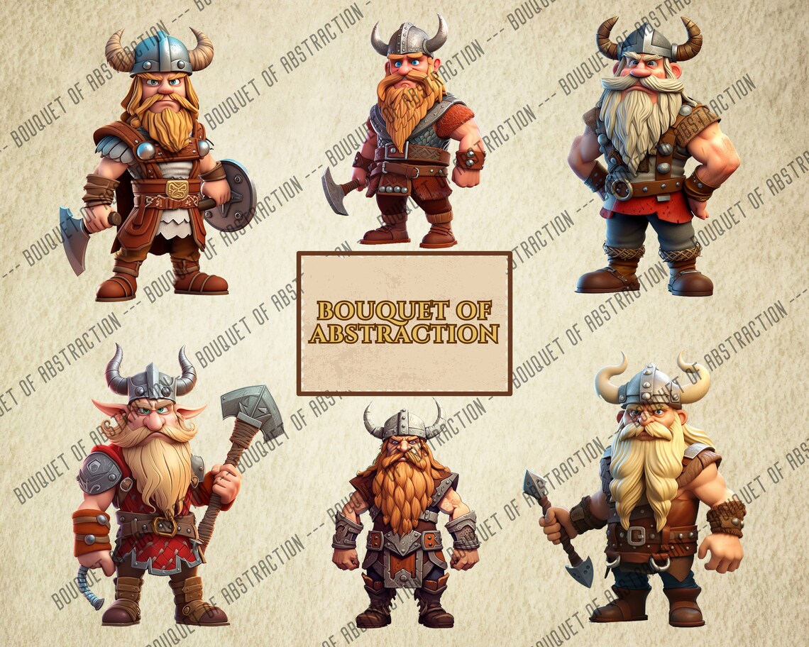 26 Unique Viking Clip Art Bundle Characters With Transparent Background ...