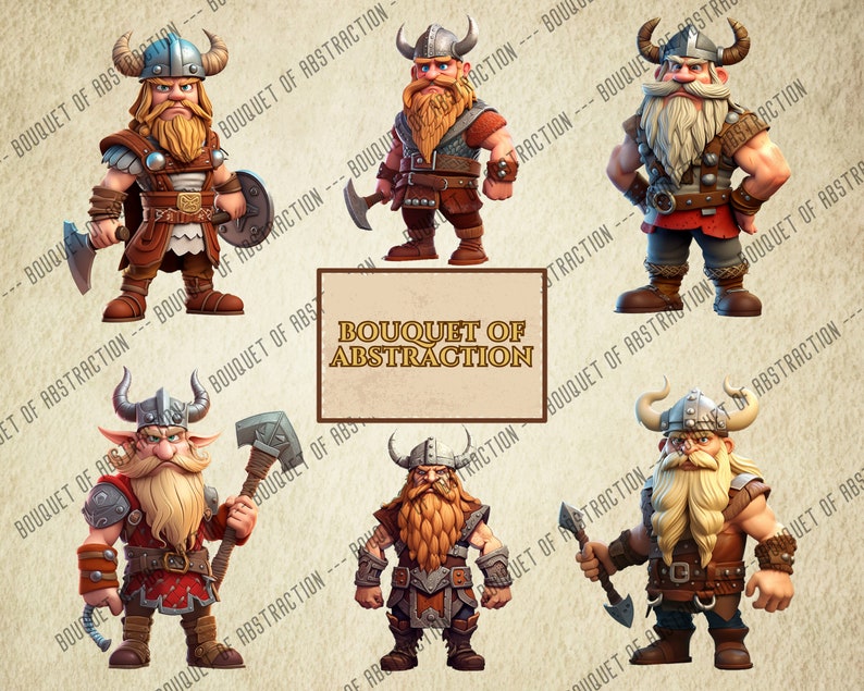 26 Unique Viking Clip Art Bundle Characters With Transparent Background ...