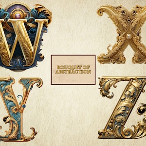 Illuminated Golden Initials Full Alphabet High Quality Clip Art ...